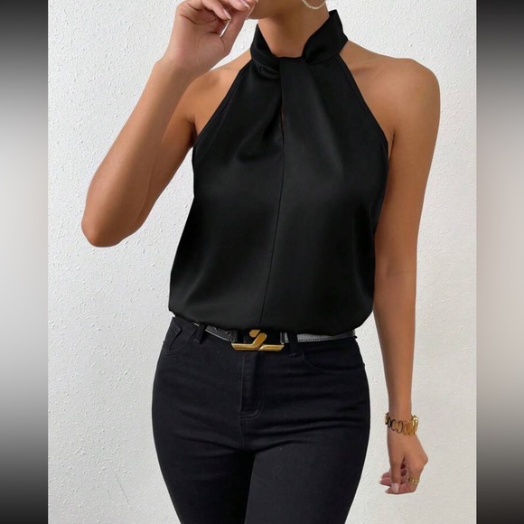 Tops | Luxe Satin Halter Top | Poshmark